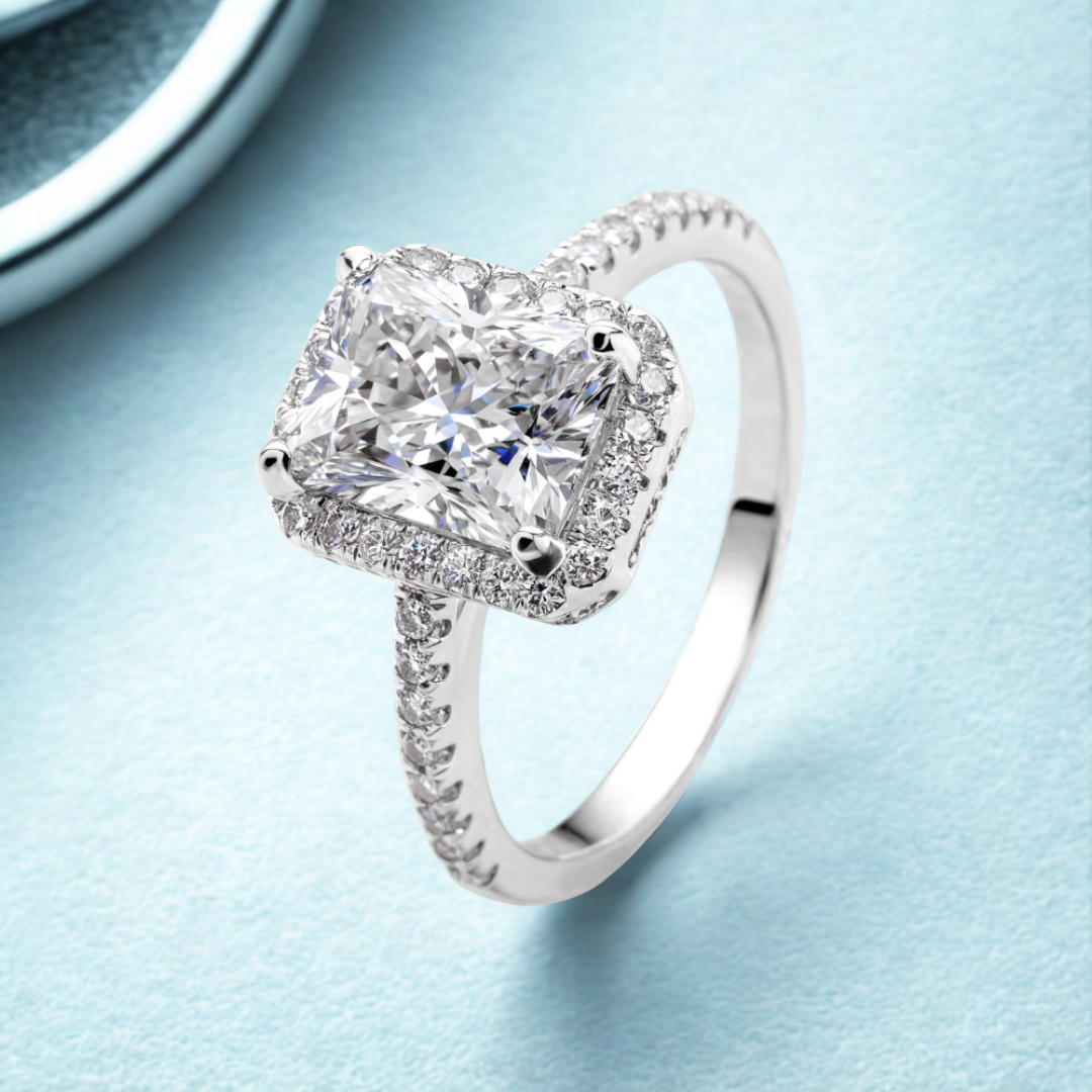 Frosted Halo Ring™ Colored Gem Stone – Dazzling Radiance in a Timeless ...